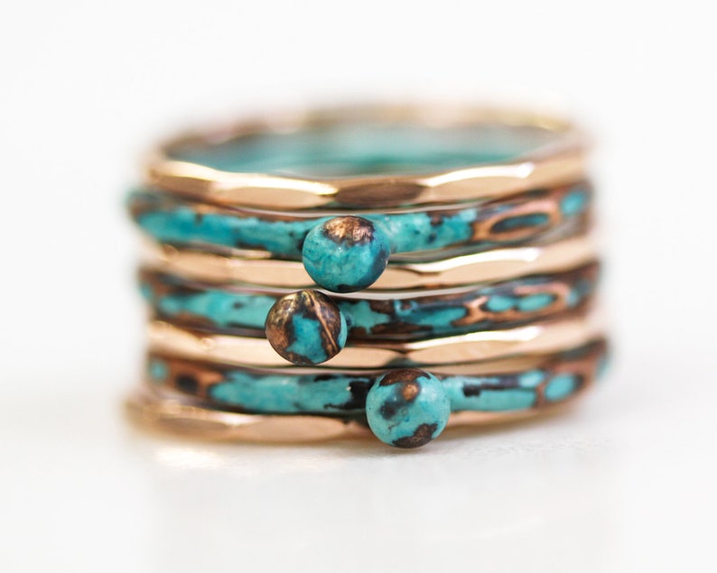 Stacking Rings / Stackable Rings / Mint Stacking Ring / Rose - Etsy UK