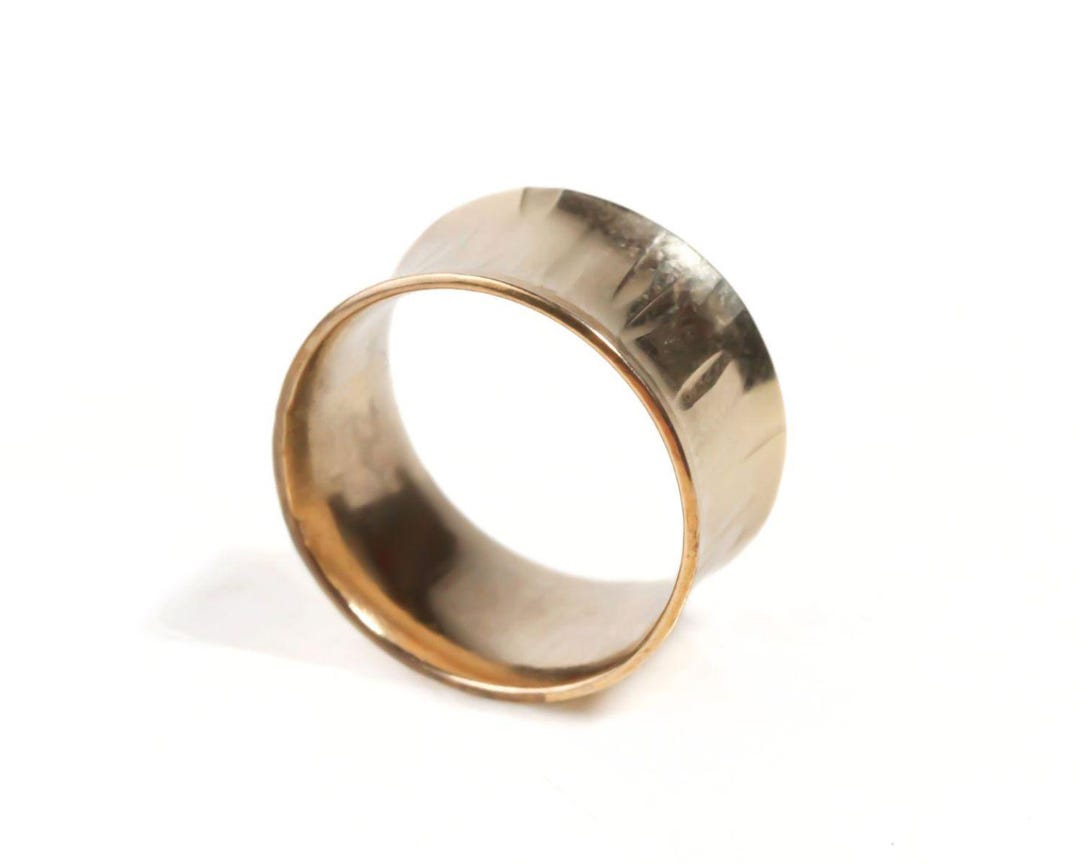 Wide Band Flared Ring: Bold Statement Design, Hand-hammered Finish ...