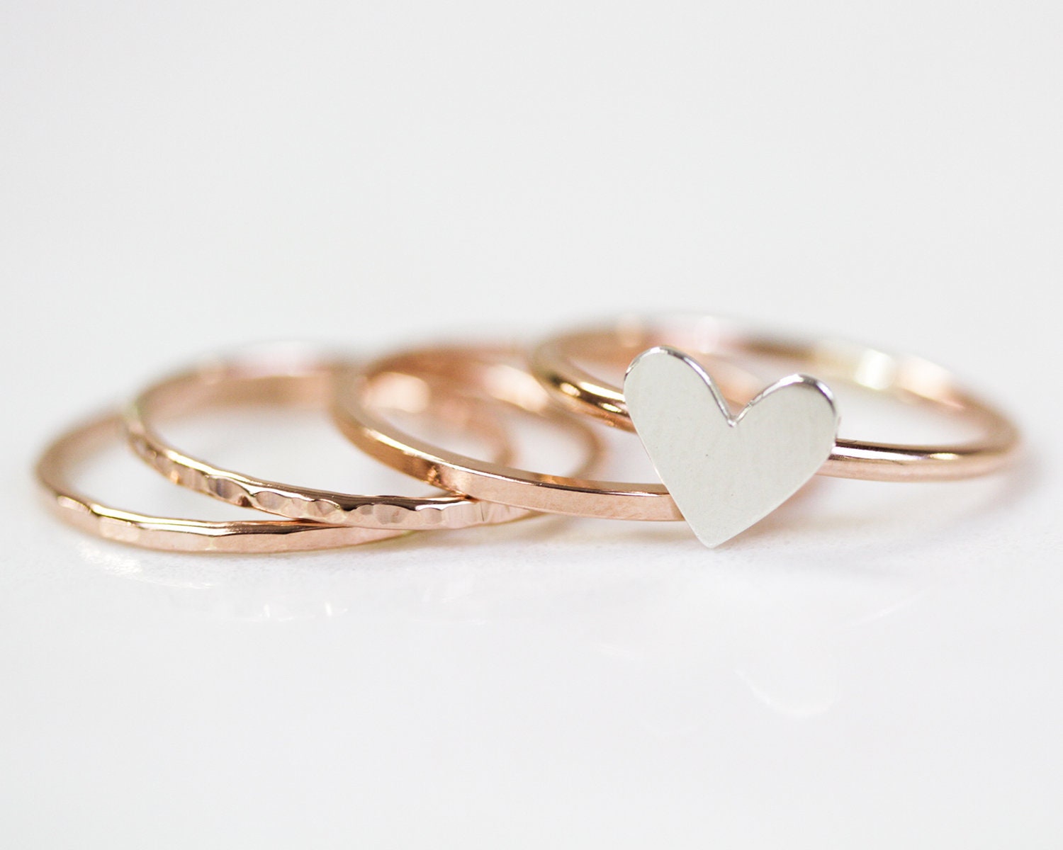 Stacking Rings / Heart Ring / Rose Gold Stacking Rings / Anniversary ...