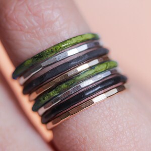 Patina Stacking Rings / Thin Rings / Stackable Rings / Stack / Patina / Silver Stack Ring ...