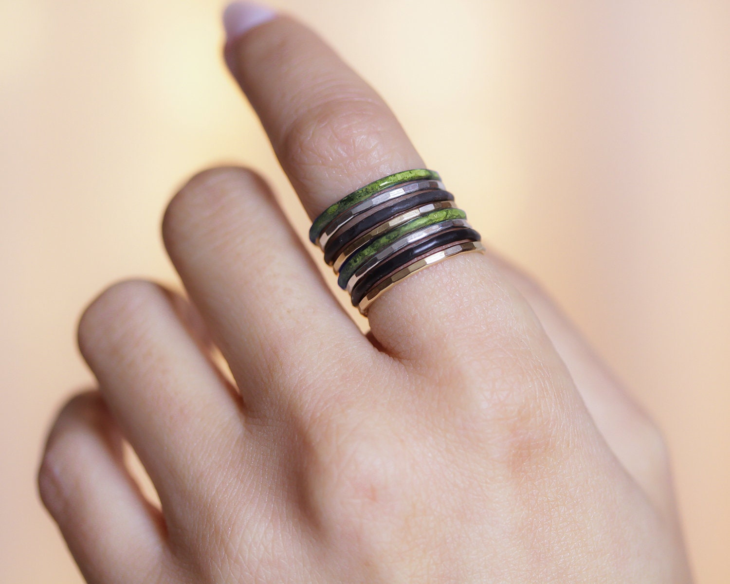 Patina Stacking Rings / Thin Rings / Stackable Rings / Stack / - Etsy.de