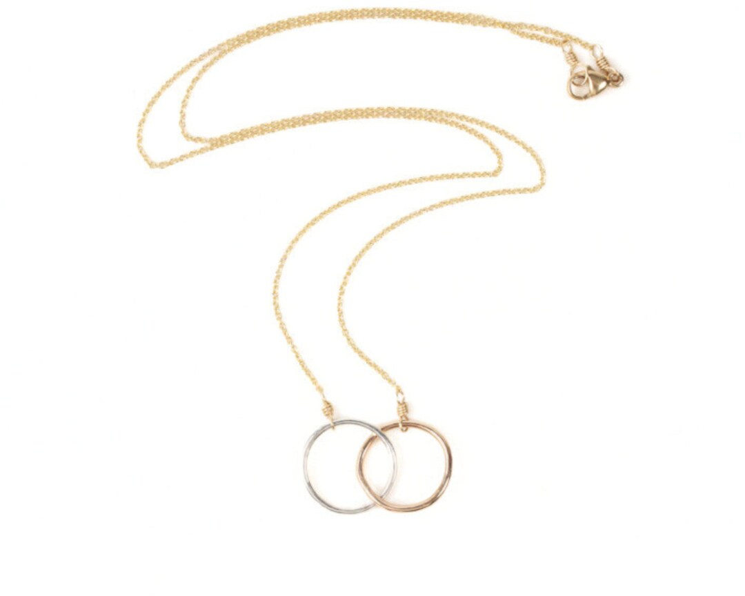 Harmony Duo / Interlocking Circles Necklace / Linked Circles / Eternity ...