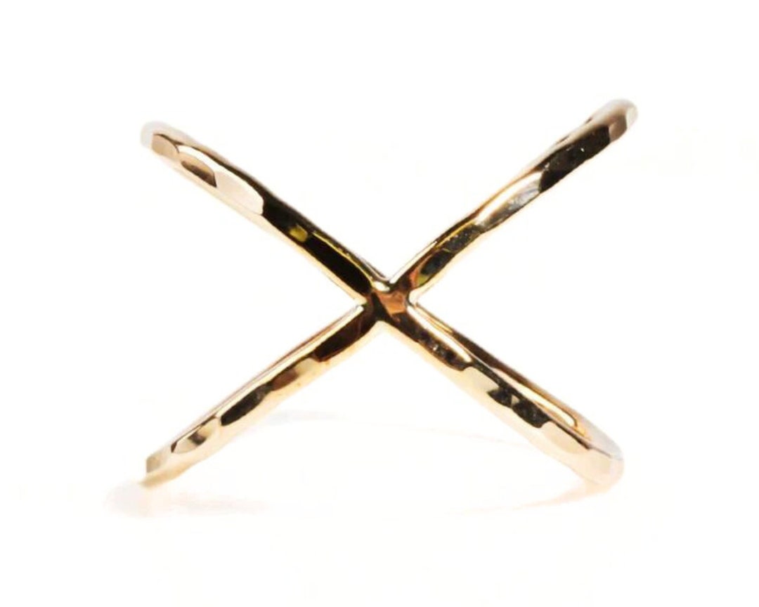 X Ring / Criss Cross Ring / Gold Cross Ring / Gold X Ring / Minimalist ...