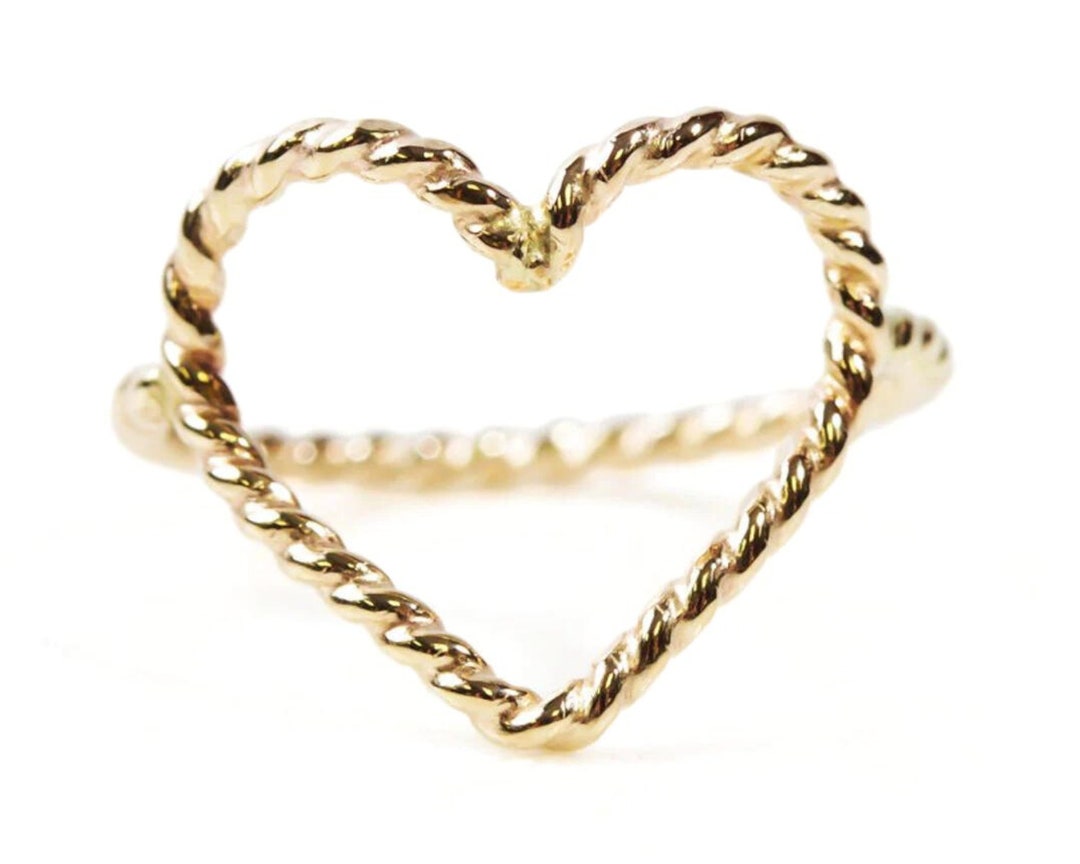 Heart Ring / Heart Twist Ring / Simple Ring / Open Heart Ring ...