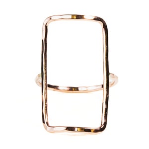 Large Open Rectangle Ring - Oversized Geometric Jewelry - Hammered ...