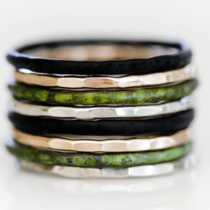 Patina Stacking Rings / Thin Rings / Stackable Rings / Stack / Patina / Silver Stack Ring ...