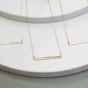 Mini Bar Necklace / Layering Necklace / Fine Metal Necklace / Gold ...