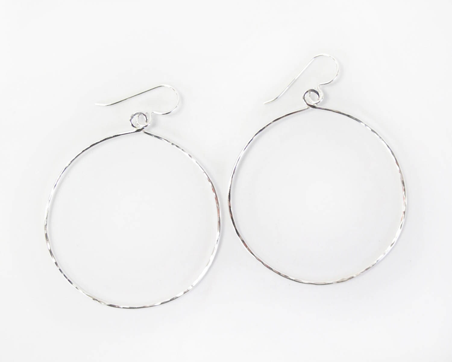 Fine Metal Circle Earrings Hand Forged, Hammered Texture (1.75 Inch ...