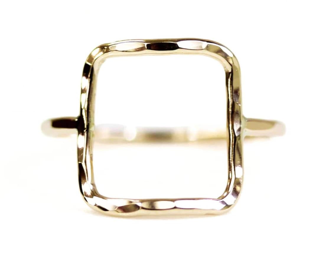 Square Ring | Minimalist Jewelry | Open Band | Geometric Shape (14mm ...