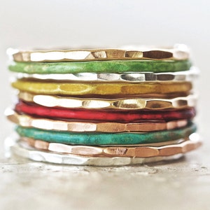 Stacking Rings / Thin Stacking Rings / Patina Stackable Rings / Stack / Silver Stack Ring ...