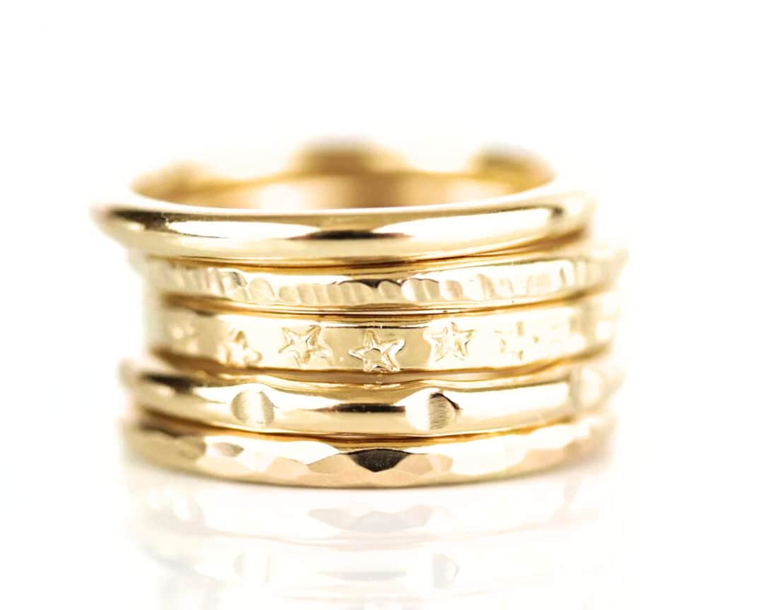 Gold Filled Stacking Ring / Go Boldy / Thick Stackers / Stackable Rings / Textured Rings ...