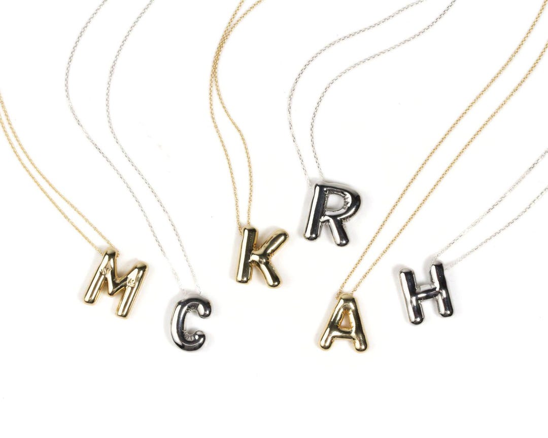 Bubble Letter Necklace / Bubble Initial / Balloon Letter / 3D Bubble ...