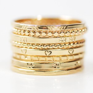 Stacking Rings / Textured Stacking Rings / Gold Rings / - Etsy
