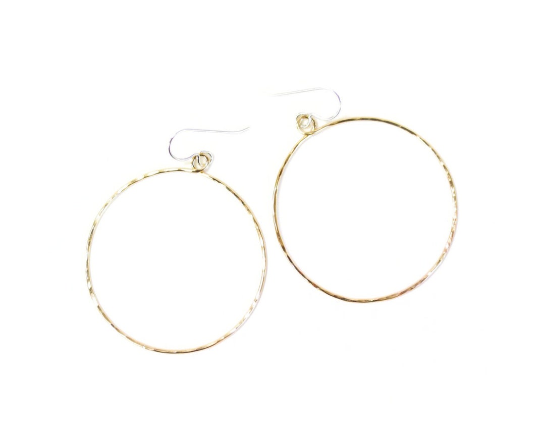 Fine Metal Circle Earrings Hand Forged, Hammered Texture (1.75 Inch ...