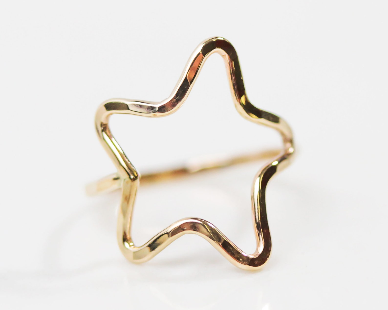 Stellar Ring / Star Ring / Open Star Ring / Gold or Rose or - Etsy