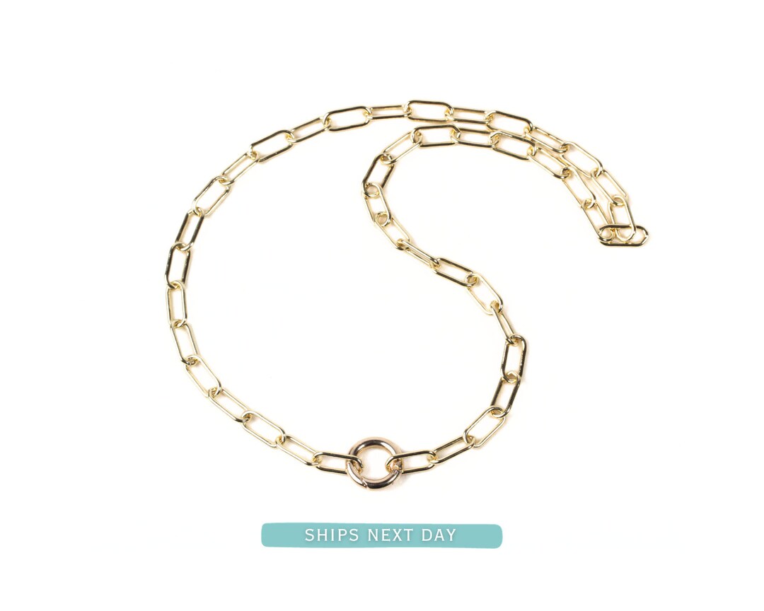 Layering Necklace / Paperclip Chain Necklace / Charm Clasp Necklace ...