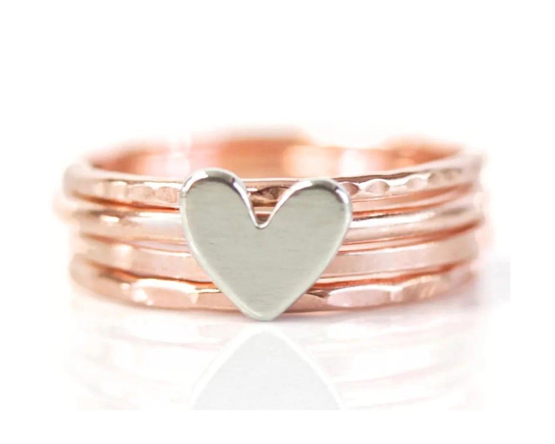 Stacking Rings / Heart Ring / Rose Gold Stacking Rings / Anniversary ...