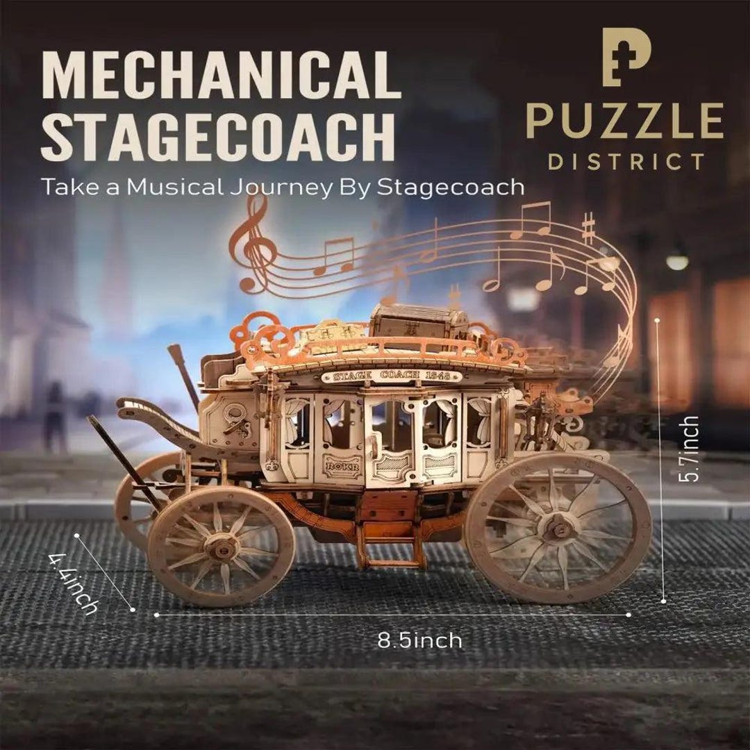 Stagecoach Music Box: 3D Wooden Puzzle for Adults - Etsy