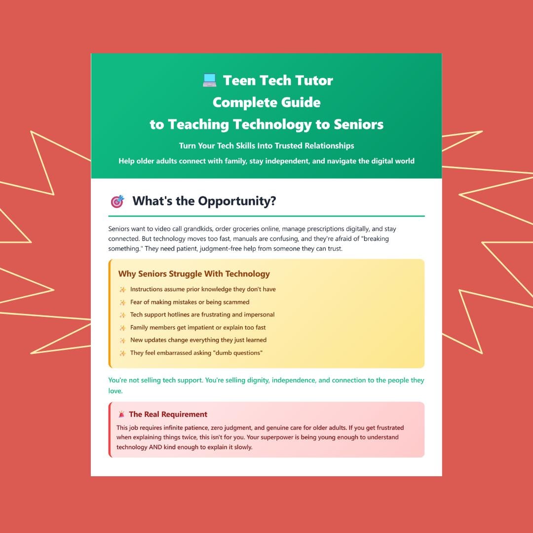 Teen Business Guide | Senior Tech Training Startup Kit | Build Income ...