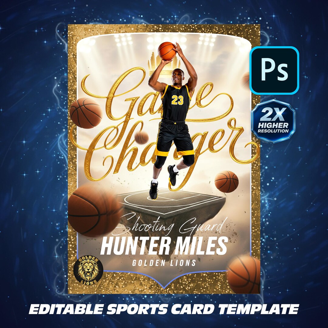 Editable Basketball Trading Card Photoshop Template: Sports Card Design ...