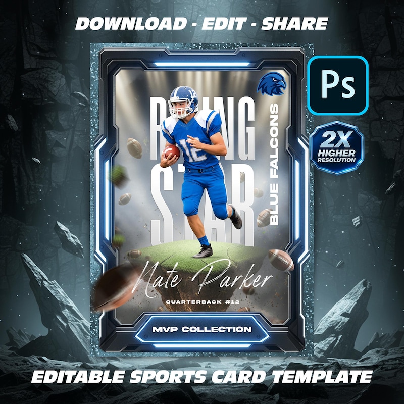 Psd Trading Card Football - Etsy