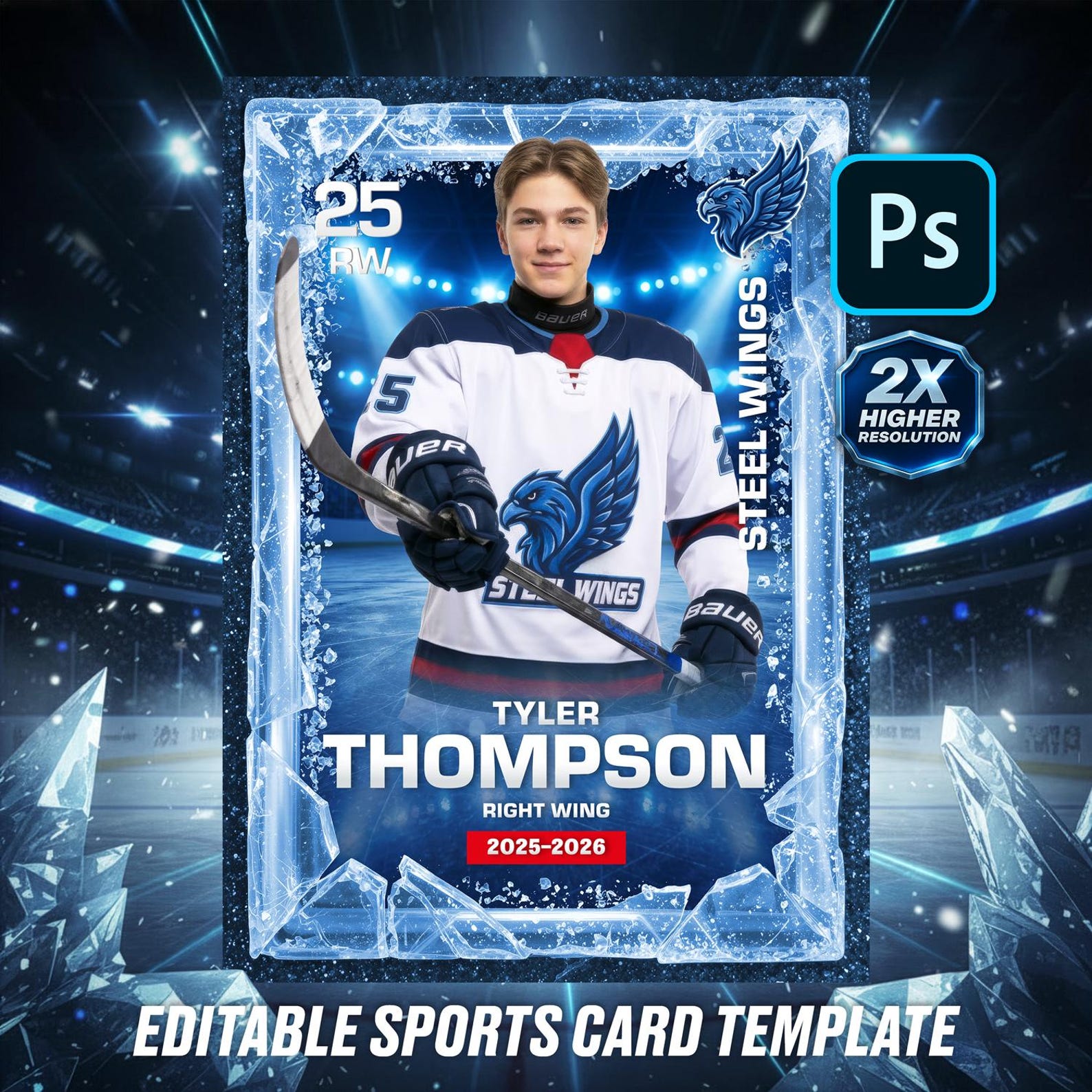Editable Hockey Trading Card Template: Sports Card 2.5x3.5" and 5x7 ...