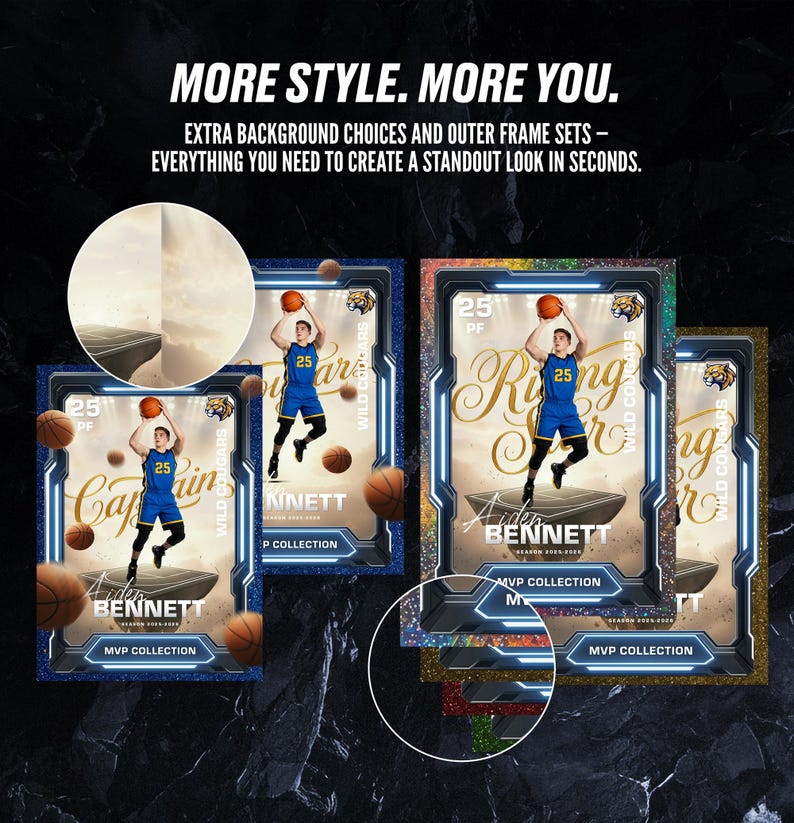 Editable Basketball Trading Card Template: Sports Card 2.5x3.5" and 5x7 ...