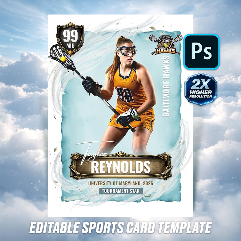 Editable Lacrosse Trading Card Template PSD | Sports Card & Poster ...