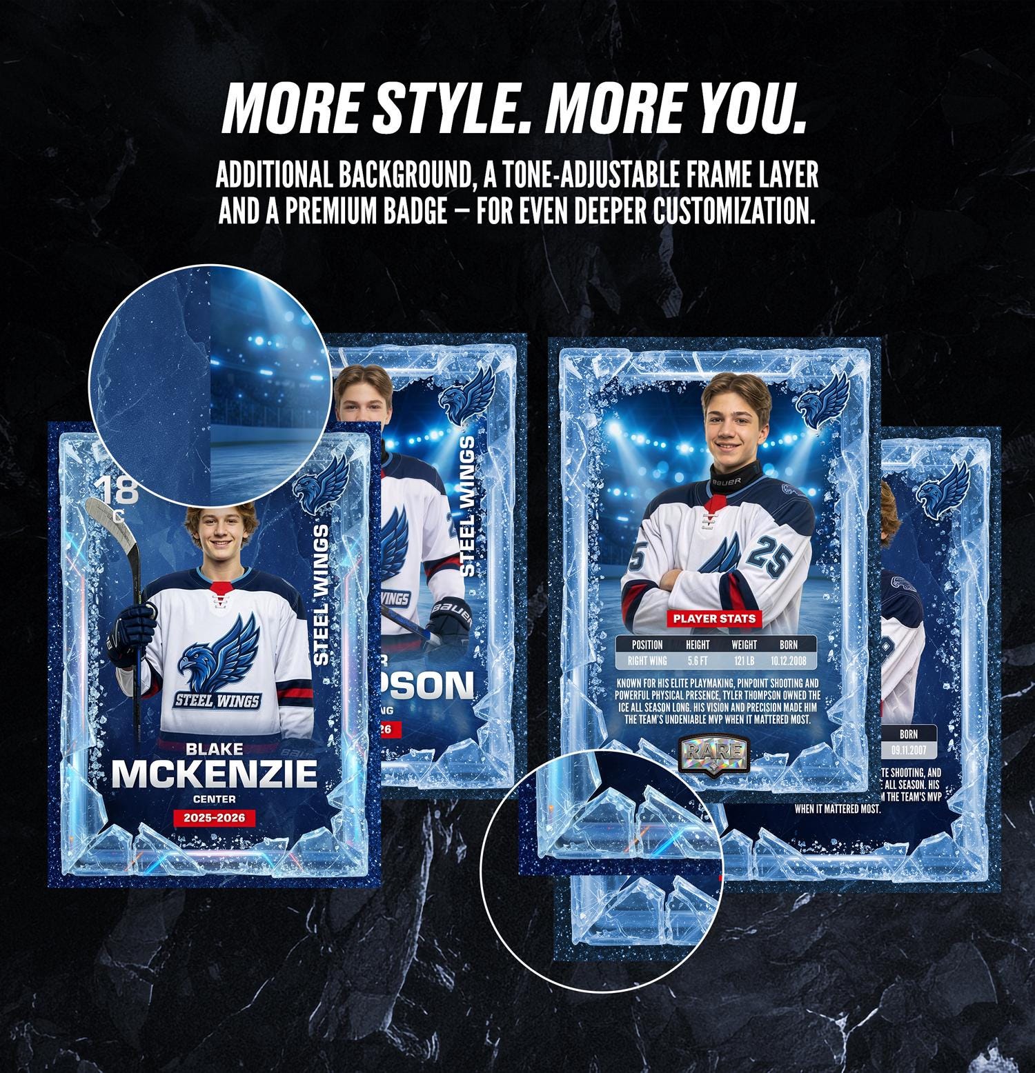 Editable Hockey Trading Card Template: Sports Card 2.5x3.5" and 5x7 ...