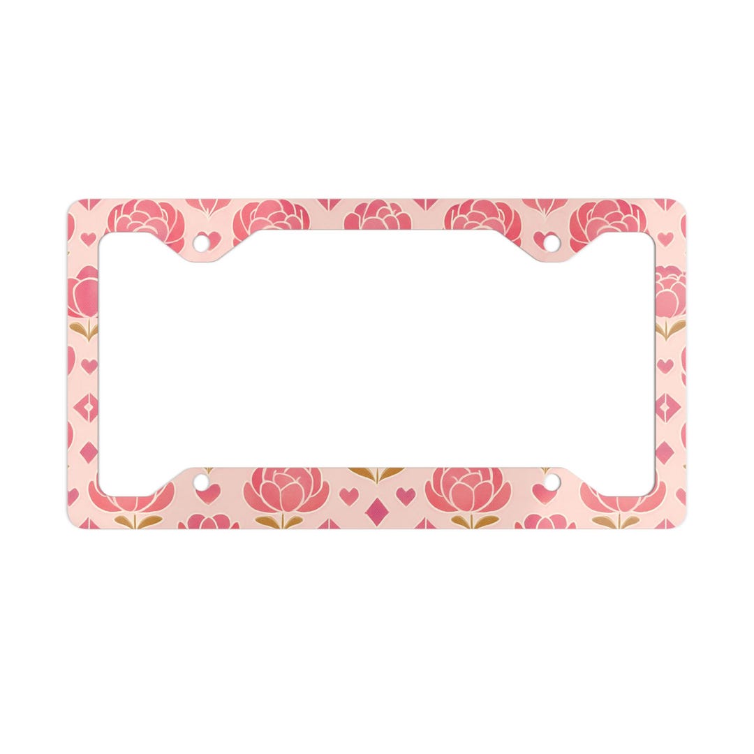 Floral License Plate Frame: Pink Rose Car Accessory - Etsy