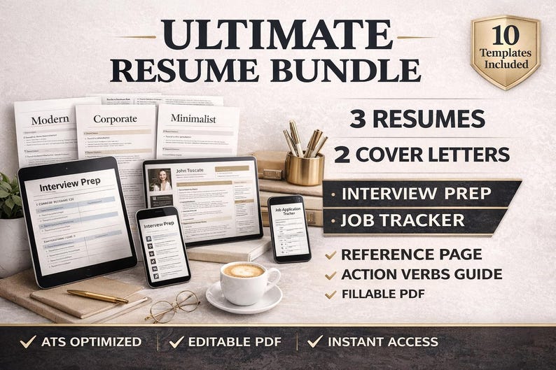 Ultimate Resume Template Bundle | Fillable PDF Resume Templates | ATS ...