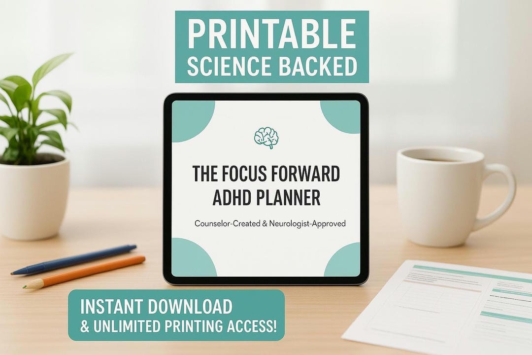Focus Forward ADHD Planner |2026 ADHD Printable Planner (sunset) Adult ...