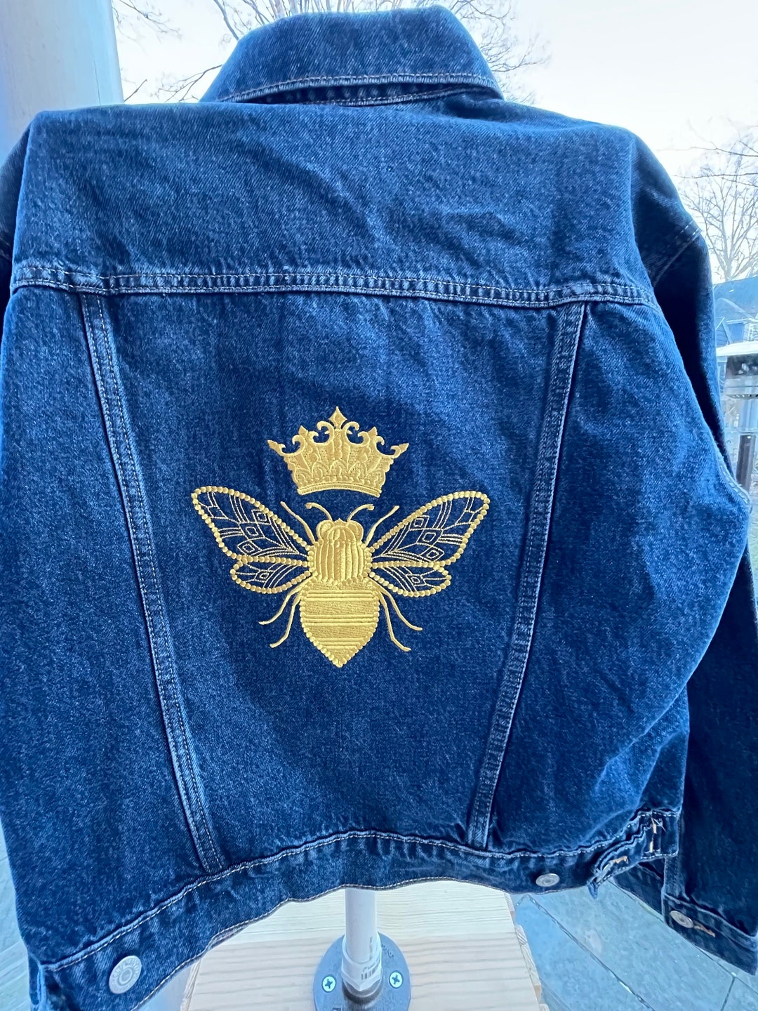 Embroidered Denim Jacket / Queen Bee - Etsy