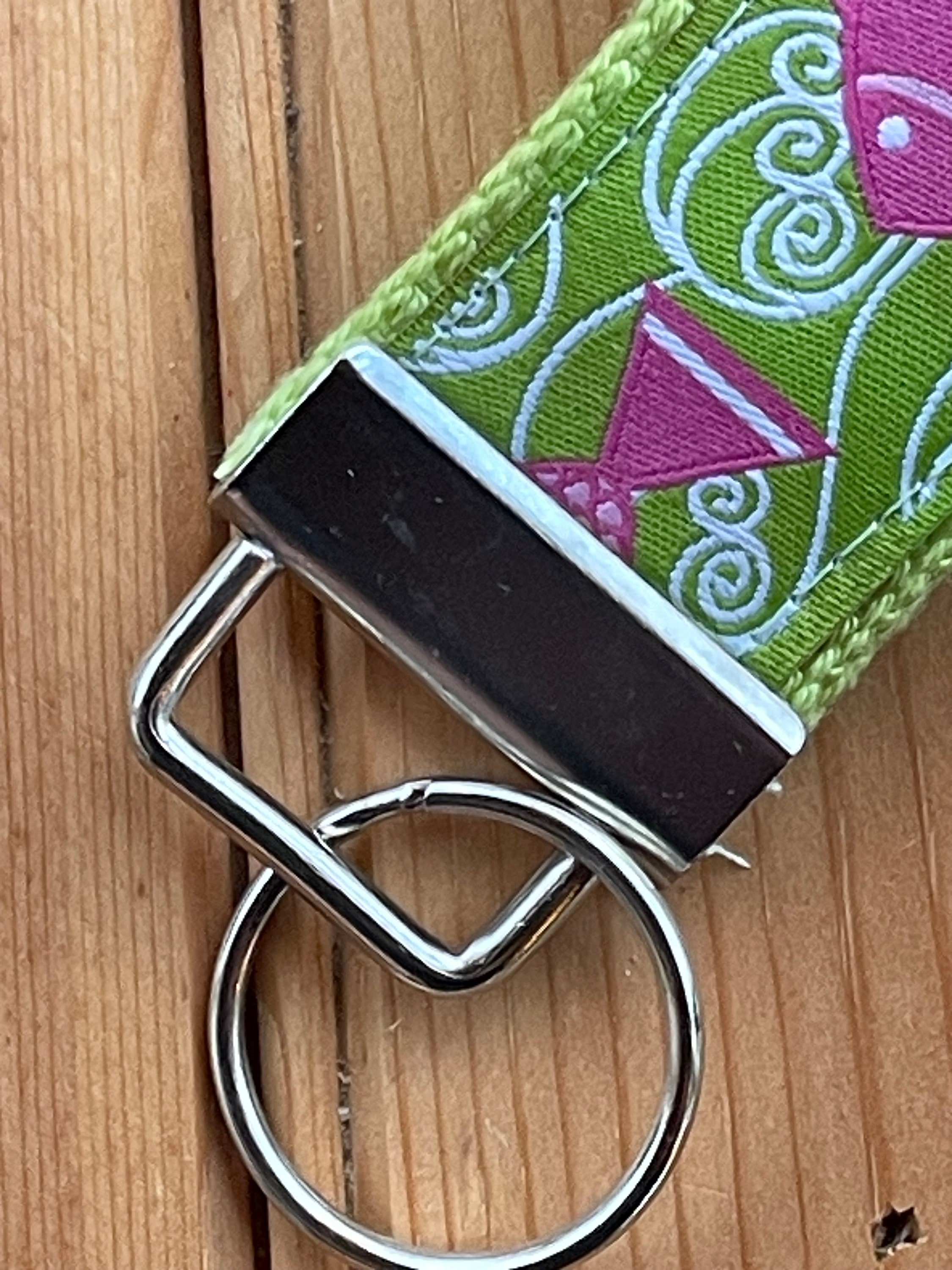 Tropical Fish Key Fob, Jacquard Ribbon on Green Cotton - Etsy