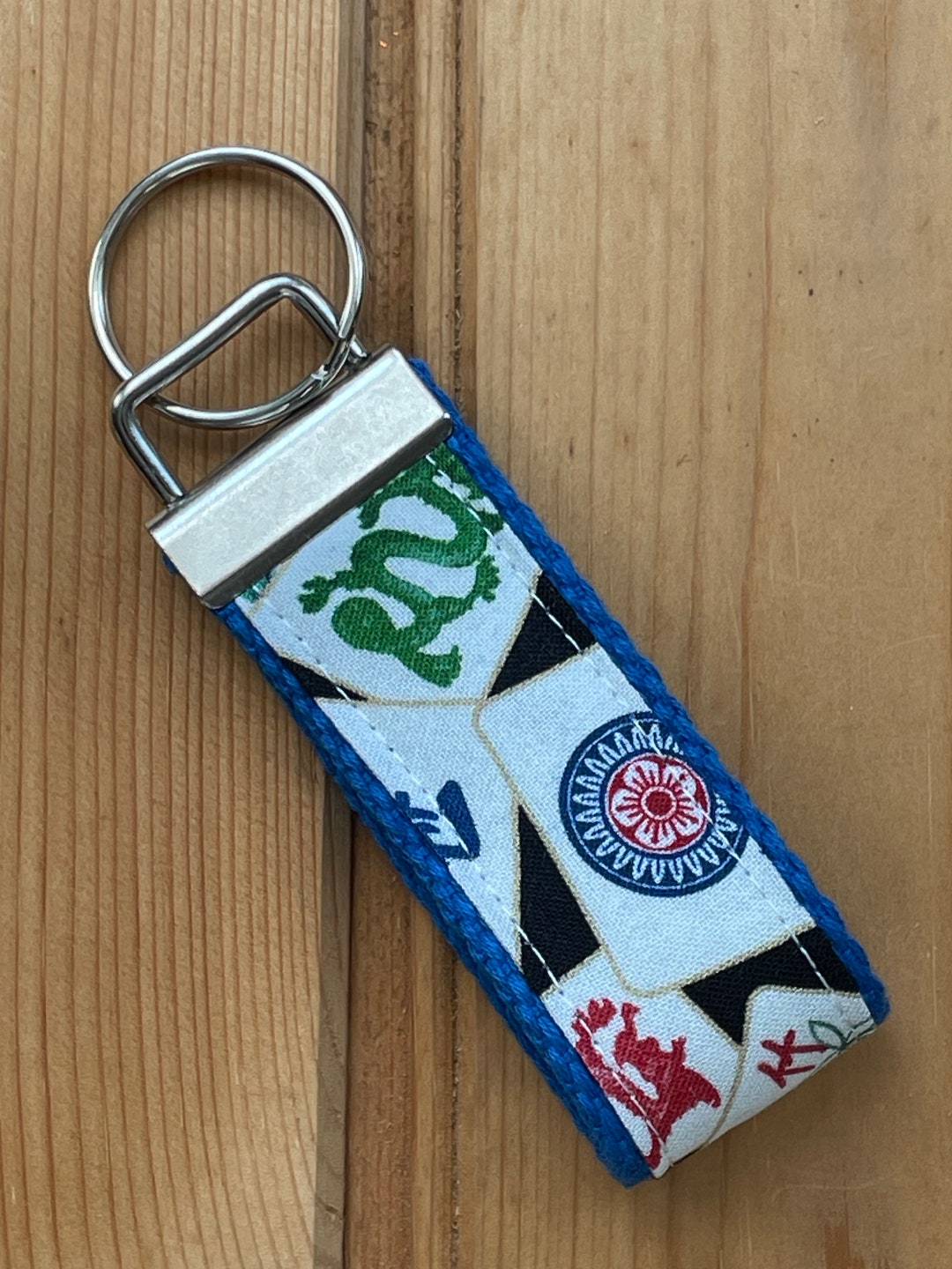Mahjong Fabric Key Fob, Blue Cotton Webbing - Etsy