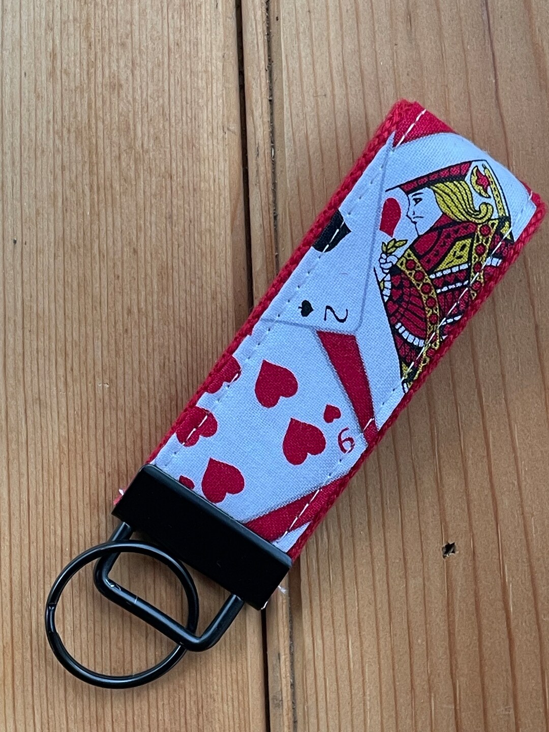 Playing Card Key Fob, Gunmetal Clamp, Cotton Fabric - Etsy