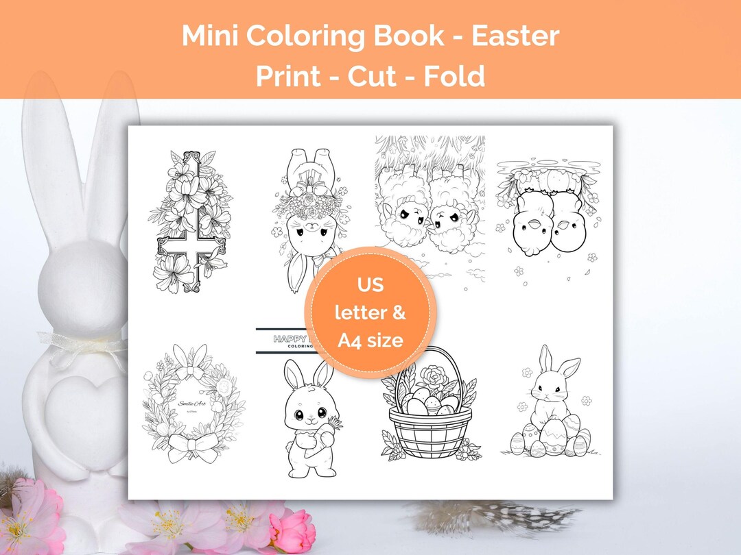 Printable Easter Mini Coloring Book, Kids Easter Basket Stuffer, Cute ...
