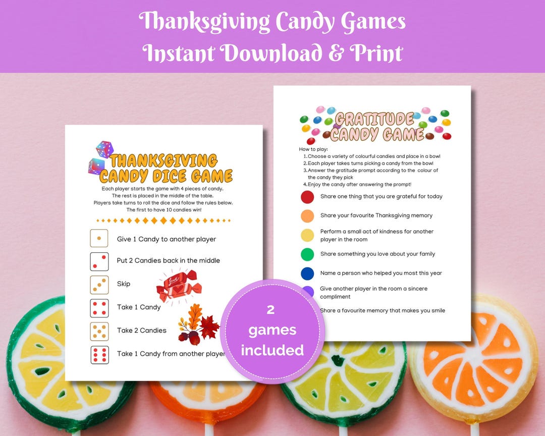 Thanksgiving Candy Dice Game, Printable Friendsgiving Party Game, Fun ...