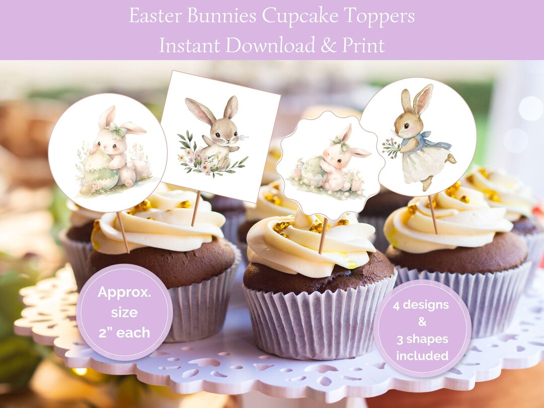 Printable Bunny Cupcake Toppers, Easter Party Decor, Kids Spring ...