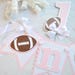 Pink Football First Birthday Banner: Girl’s First Year Down Decoration ...