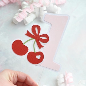 Cherry Highchair Banner, ONE Party Banner, Pink Bow Birthday Decor ...