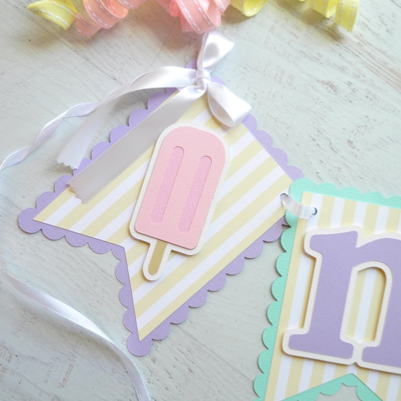 Popsicle First Birthday Banner: Pastel One Sweet Decor - Etsy