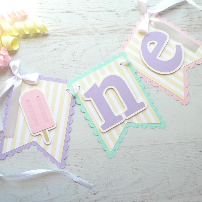 Popsicle First Birthday Banner: Pastel One Sweet Decor - Etsy