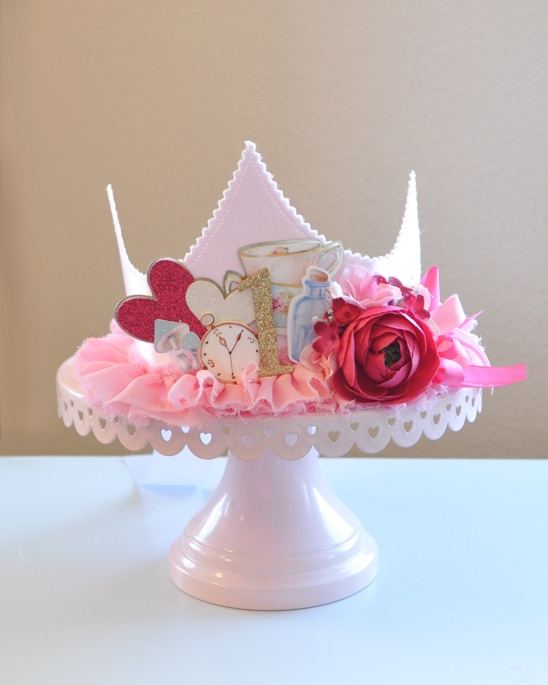 Alice in Wonderland Birthday Crown, Queen of Hearts Onederland First ...