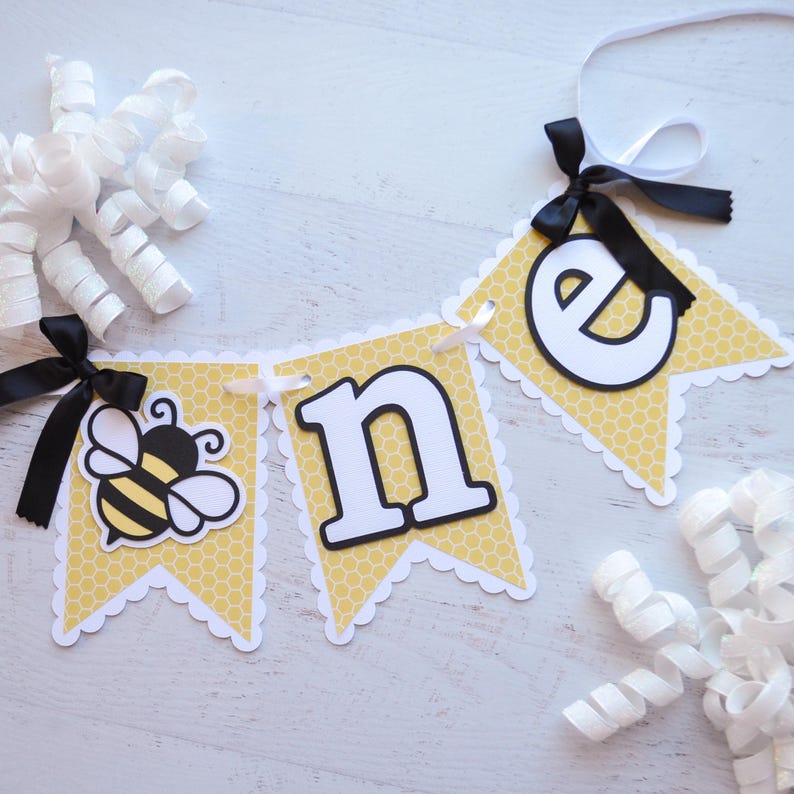 Bee First Birthday Banner, ONE High Chair Decor - Etsy