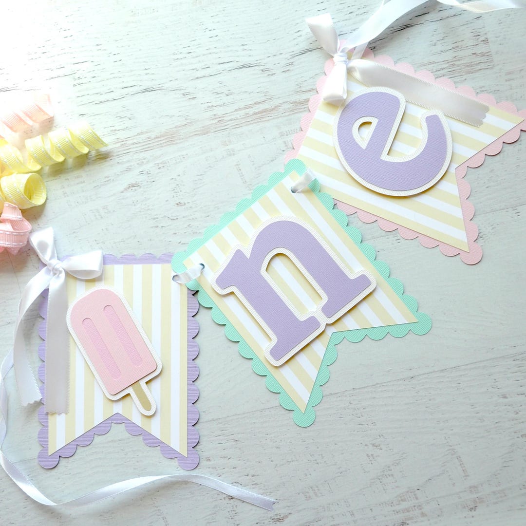 Popsicle First Birthday Banner: Pastel One Sweet Decor - Etsy