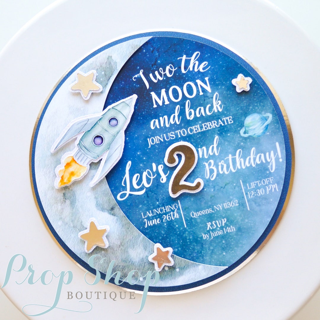 Two the Moon Outer Space Birthday Invitation Out of This World ...