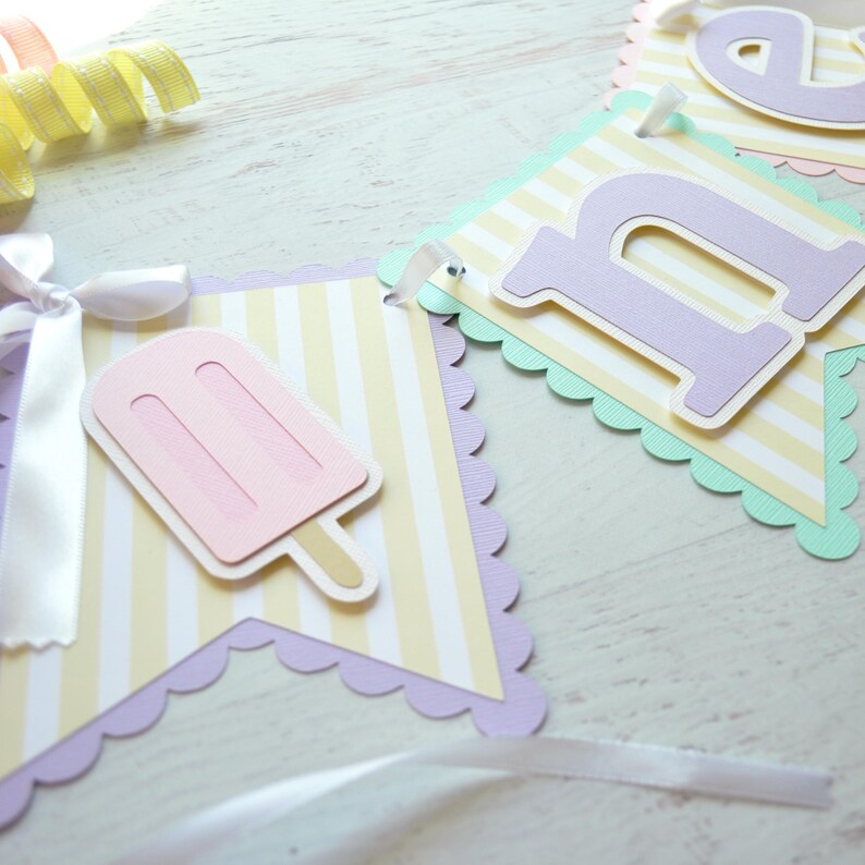 Popsicle First Birthday Banner: Pastel One Sweet Decor - Etsy