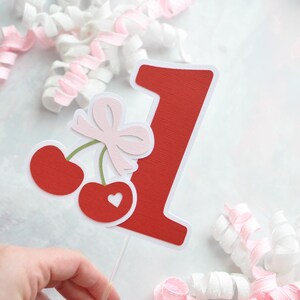 Cherry Highchair Banner, ONE Party Banner, Pink Bow Birthday Decor ...