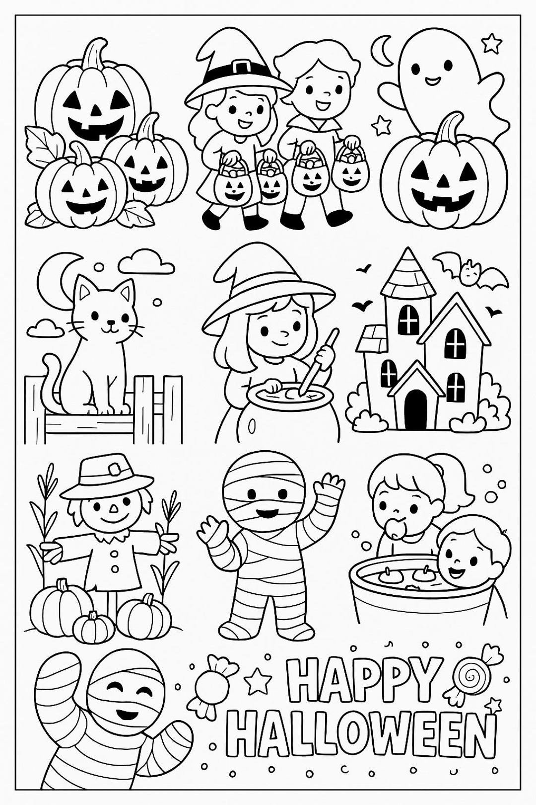 Halloween Coloring Pages - Etsy